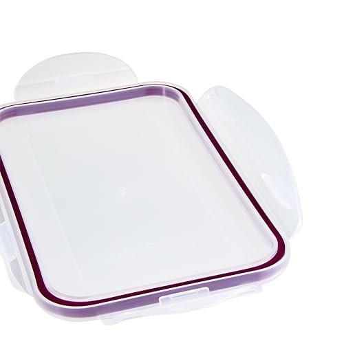 SnapMate - Set of 4 Rectangle Nesting Food Storage Containers - Reusable, BPA Free Plastic, Snap Lock Lids With a Leakproof Silicone Seal. Great for Snacks, Soup, Fruit, Salad and Food Storage