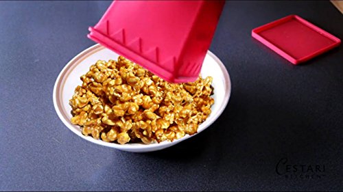 Microwave Popcorn Popper | Replaces Microwave Popcorn Bags | Healthy Air Popped Popcorn - No Oil Needed | BPA Free Premium European Grade Silicone Popcorn Maker by Cestari Kitchen (Red Makes 8 cups)