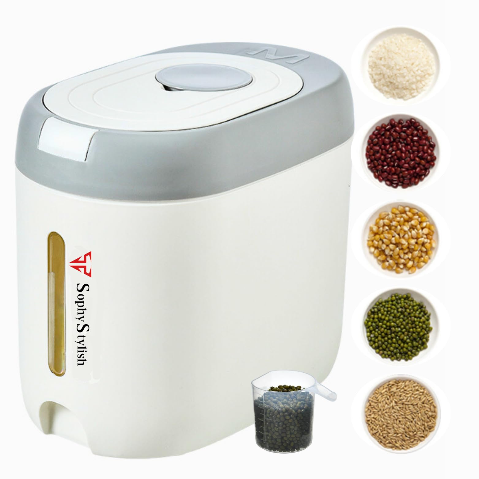 Kitchen Airtight Food Storage Container with Lid for Rice, Cereal, Flour, Sugar, Grains and Dog Food Storage - 22 lbs, Grey