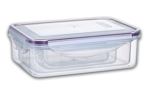 SnapMate - Set of 4 Rectangle Nesting Food Storage Containers - Reusable, BPA Free Plastic, Snap Lock Lids With a Leakproof Silicone Seal. Great for Snacks, Soup, Fruit, Salad and Food Storage