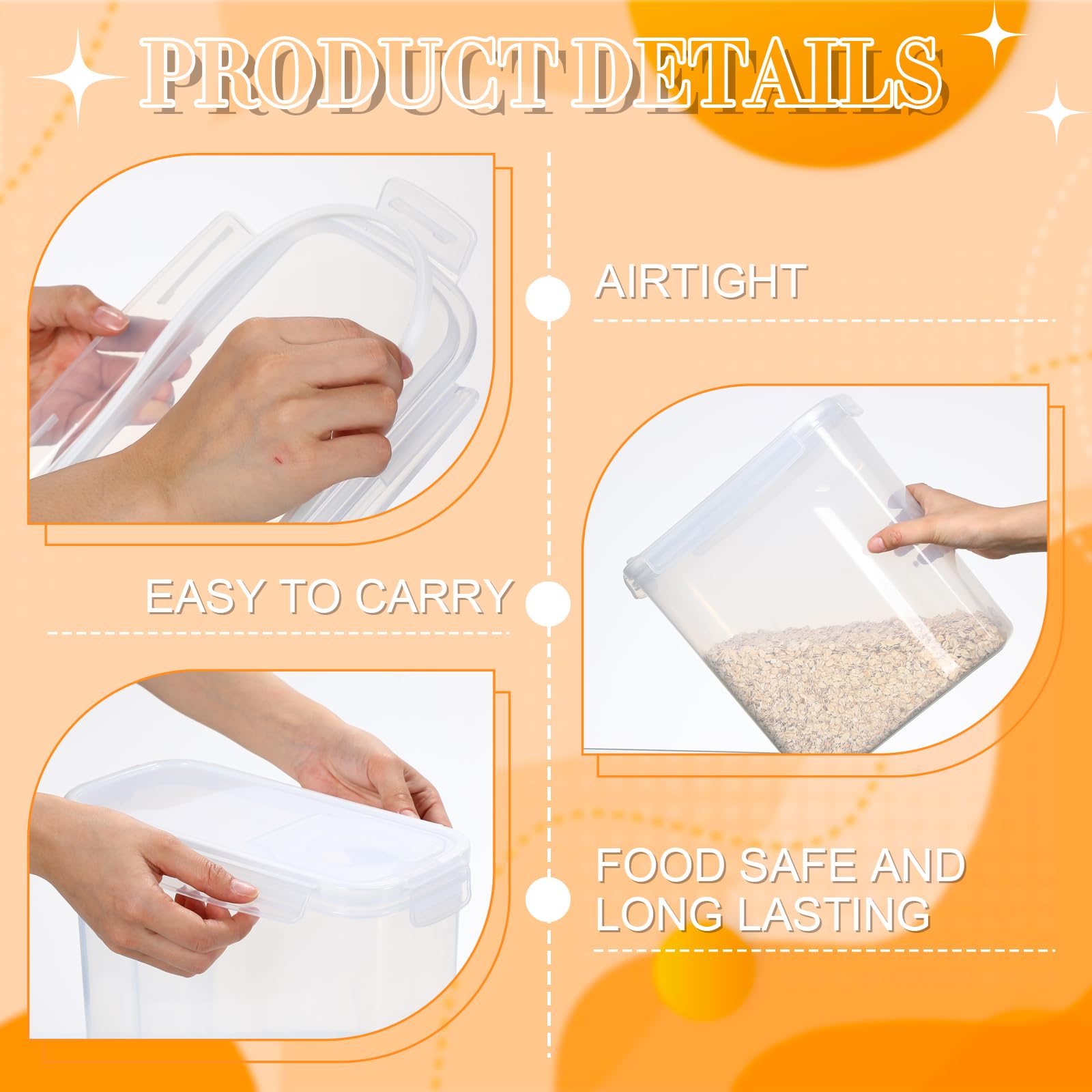 Vesici 2 Pcs 7 Quart Cereal Containers Storage Airtight Cereal Keeper Storage Cereal Dispenser Countertop Plastic Cereal Dispenser Canister Pasta Organizer for Pantry and Kitchen Organization