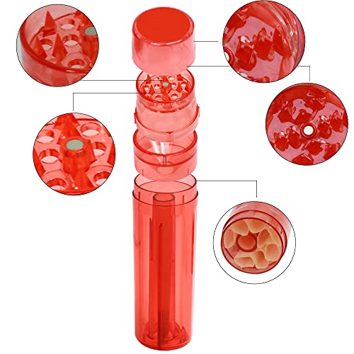 Multifunctional Herb Grinder,Transparent Cone Grinder for Herbs,Come With 6 Cones (Red)