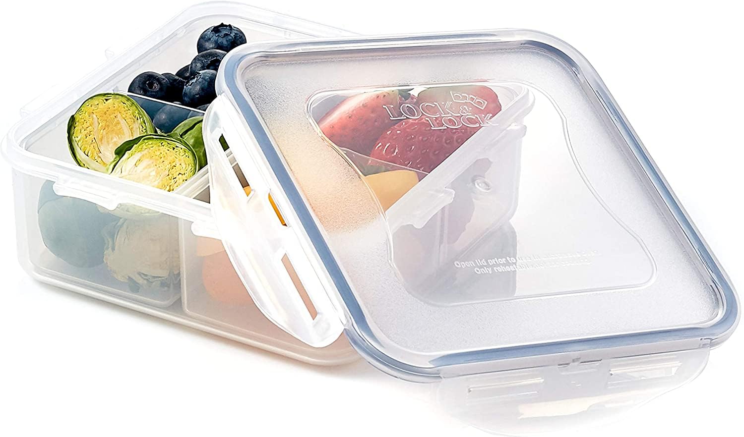 Generic 2 PACKS - LocknLock Easy Essentials Food lids/Pantry Storage/Airtight containers, BPA Free, With Dividers, 870 ml, 29oz, clear, Transparent, 2XHPL823C