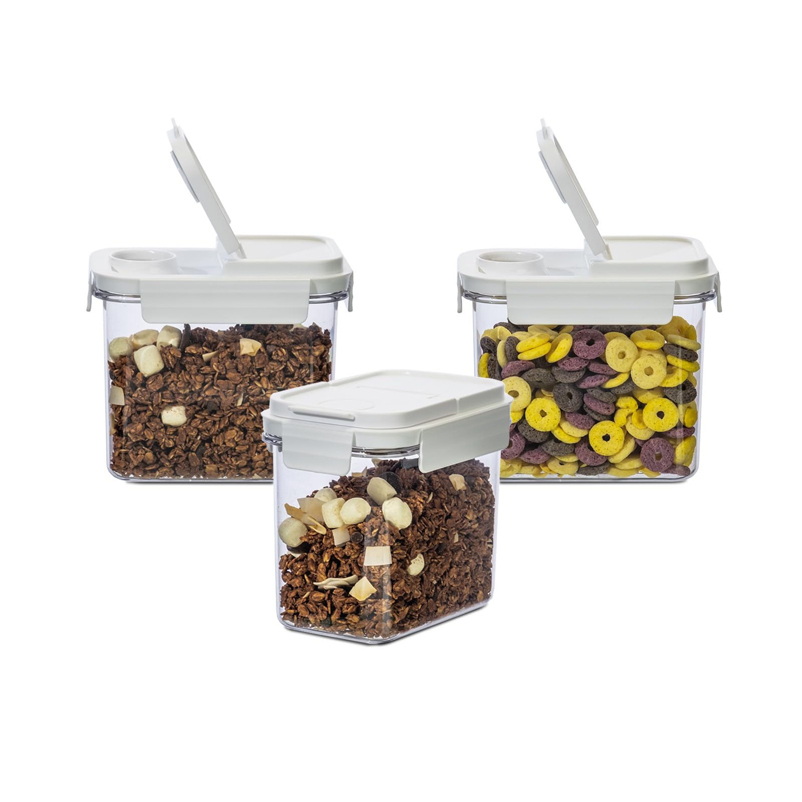 NBILIC Cereal Containers Storage Cereal Dispenser For Pantry Organization BPA Free Food Containers With Lid, Meal Rrep Containers Reusable (FG-3PCS)