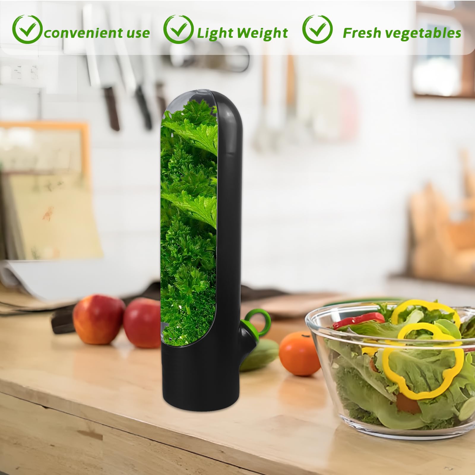 woodounai 2 Pcs Herb Saver for Refrigerator Cilantro Container for Fridge Fresh Herb Keeper Herb Storage Fridge Organizer for Cilantro Mint Parsley Asparagus Vegetables Fruit (White & Black)