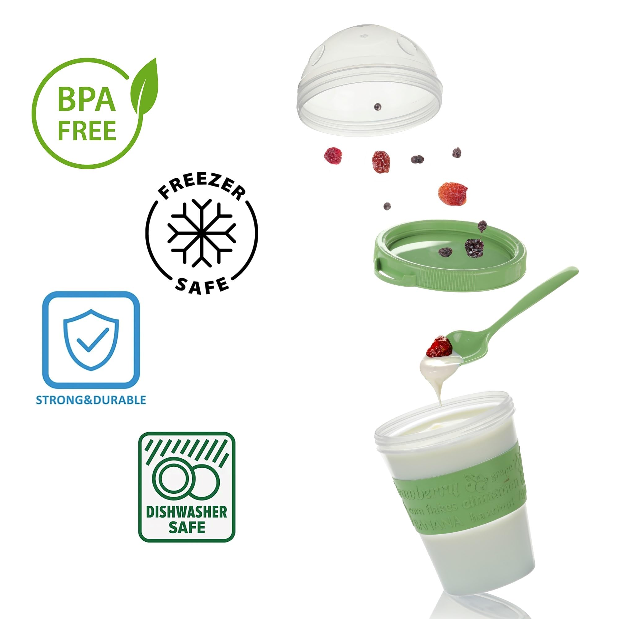 Areste Reusable Yogurt Parfait Cups with Lids and Spoons, BPA-Free Take and Go Containers for Cereal, Oatmeal, or Snacks, Colorful Set of 4, Large 20 oz – Perfect for Breakfast and Meal Prep