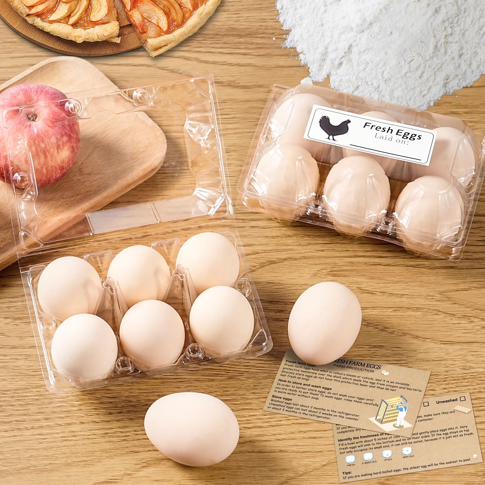 baflovga Egg Cartons Cheap Bulk 100 Pack, Eggs 6 Count, Plastic Egg Cartons Reusable with Egg Handling Instructions and Stickers, Half Dozen Eggs for Family, Chicken Farm, Market Display, 2x3Grids