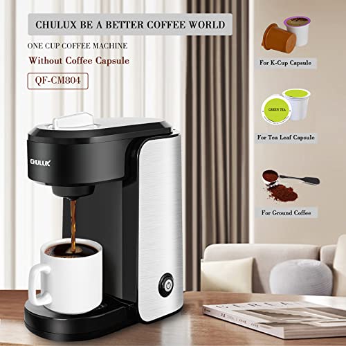 CHULUX Stainless Steel Single Serve Coffee Maker for Capsule,Visiable Gradient Water Reservoir,One Button Operation and Auto Shut Off,1000 Watts