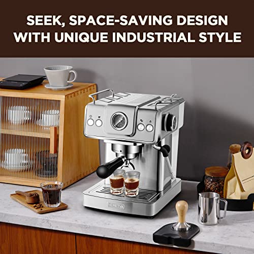 Neretva 20 Bar Espresso Machine, Expresso Coffee Machine With Milk Foaming Steam Wand, Espresso Latter and Cappuccino Maker, 1.8L Water Tank, For Home Barista