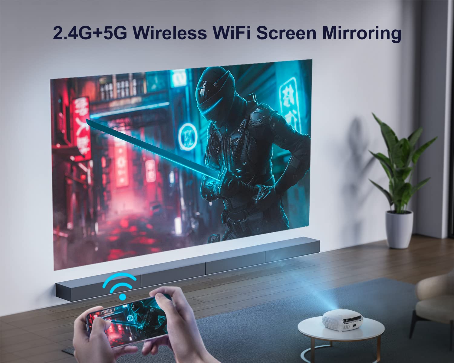 4K Projector with WiFi and Bluetooth 5.2, WiMiUS Newest P60 480 ANSI Lumens Portable Projector Dust Proof Supports 4P/4D Keystone, 50% Zoom, PPT, 200000H LED for Smartphone, Laptop, PS5, TV Stick