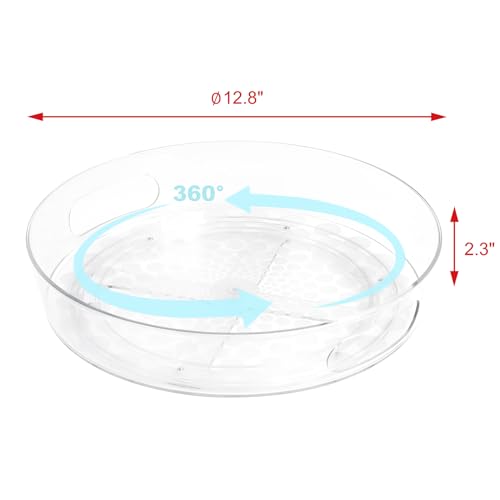QOTOLY 12.8” Lazy Susan Organizer 6 Pack Lazy Susan Turntable Organizer 360° Rotating Organizer with Handle & 2.3" Raised Edge for Refrigerator Cabinet Kitchen Pantry Bathroom Countertop Table Dresser