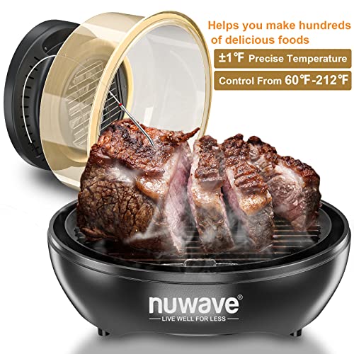 NUWAVE PRIMO Air Fryer Toaster Oven with 100 One-Touch Preprogrammed Recipes, Countertop Toaster Oven Convection Top and Grill Bottom for Surround Cooking; Cook Frozen or Fresh; Broil, Bake