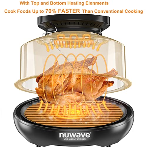 NUWAVE PRIMO Air Fryer Toaster Oven with 100 One-Touch Preprogrammed Recipes, Countertop Toaster Oven Convection Top and Grill Bottom for Surround Cooking; Cook Frozen or Fresh; Broil, Bake