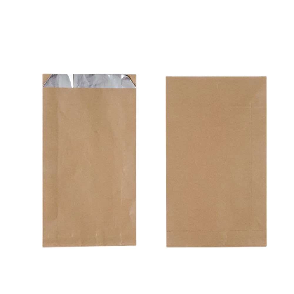 100 Pcs Aluminum Foil Hamburger Sleeves Small,Aluminum Foil Hot Dog Bags,Grease Resistant Serving Snack Bags For hot dogs, hamburgers, sandwiches, bagels (Brown)