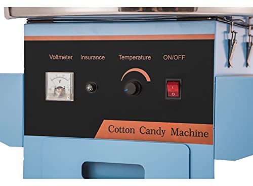 Commercial Cotton Candy Machine w/Cart Electric Cotton Candy Floss Maker - 110V for the Perfect Party Favor for Birthdays, School function, or Social Events.(Blue) (With wheels, BLUE)