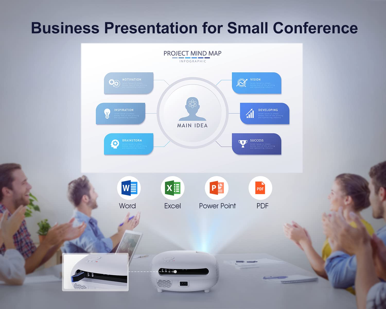4K Projector with WiFi and Bluetooth 5.2, WiMiUS Newest P60 480 ANSI Lumens Portable Projector Dust Proof Supports 4P/4D Keystone, 50% Zoom, PPT, 200000H LED for Smartphone, Laptop, PS5, TV Stick