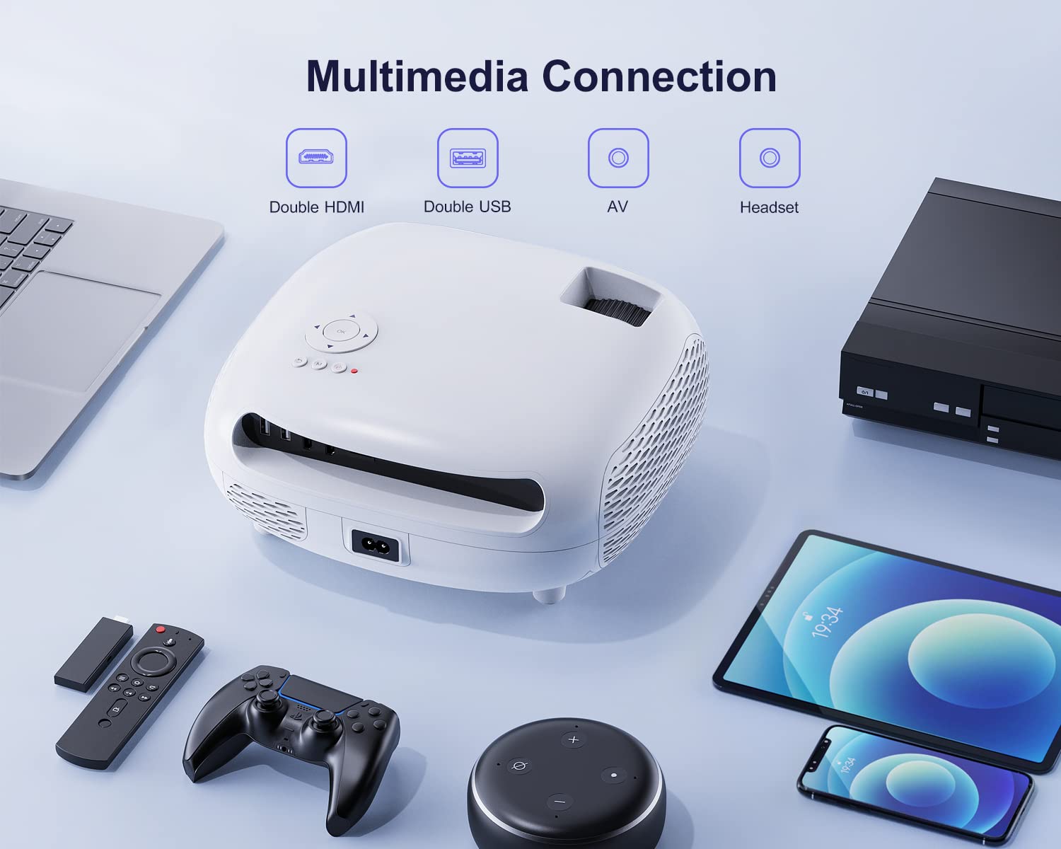 4K Projector with WiFi and Bluetooth 5.2, WiMiUS Newest P60 480 ANSI Lumens Portable Projector Dust Proof Supports 4P/4D Keystone, 50% Zoom, PPT, 200000H LED for Smartphone, Laptop, PS5, TV Stick