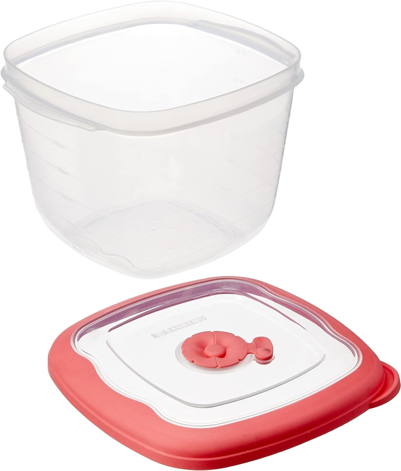 Tribello Plastic Freezer Food Storage Container with Lids Microwave/Dishwasher Safe Steam Vent/Air-Tight Lid Square Medium 40 Oz 4-Pack, 5-Cup