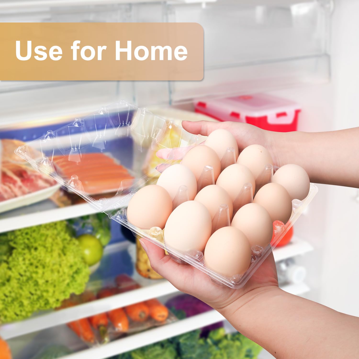 KUKLIPJIM 100 Pack Bulk Egg Cartons, Clear Plastic Chicken Egg Holders, Egg Tray Carton Holder for Home & Kitchen, Farm & Market Use, An Eco-Friendly Egg Storage Solution, 12 Grids(Medium Size)