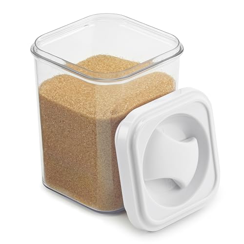Everyday Solutions Airtight Food Storage Containers with Lids - Crystal Clear San Body Containers for Organizing Kitchen - Easy to Open/Close Lids with Ergonomic Knob Design - 1.1 QT