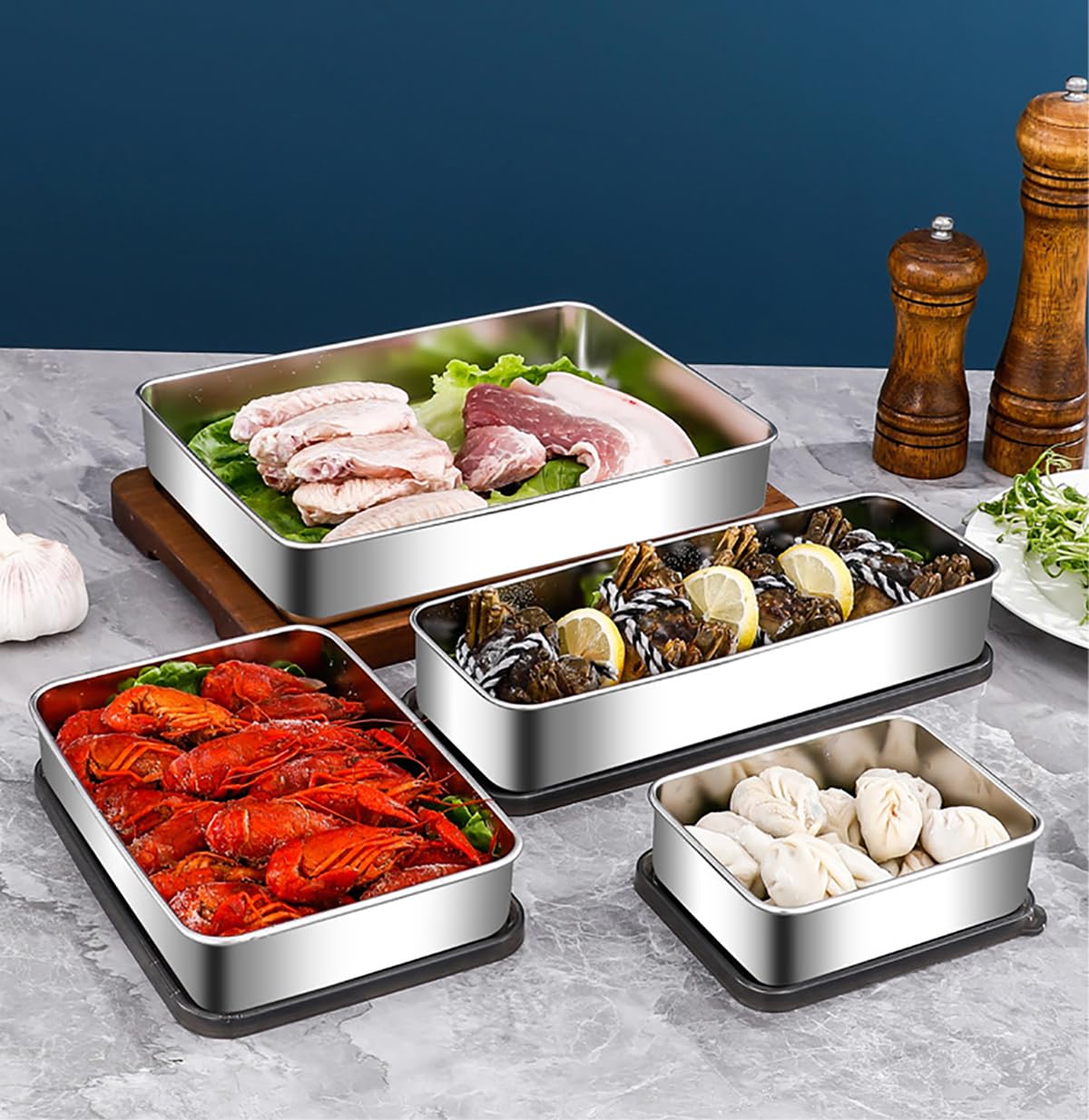 Alunsito 2 Pcs Deli Meat Container Bacon Container Long Deli Meat Storage Box with Airtight Lids Stackable Food Storage Containers for Refrigerator, Saving Lunch Ham, Spaghetti, Asparagus, Celery