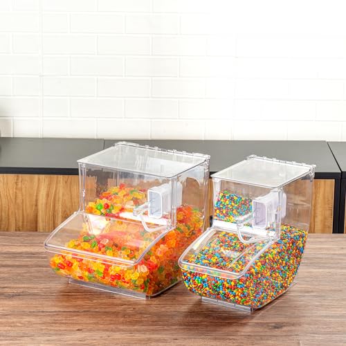 Restaurantware Met Lux 5.3 Gallon Food Storage Container, 1 Airtight Treat Box - With Scoop, Holds Up To 80 Cups, Clear Plastic Cereal Container With Lid, For Kitchen Or Pantry Organization