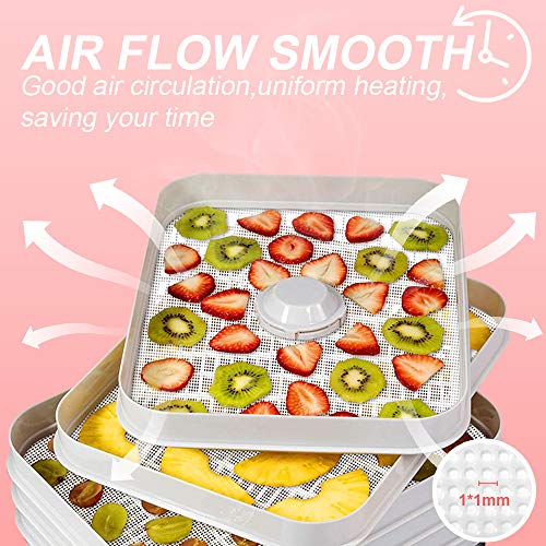 5 Pieces Non-stick Fruit Dehydrator Mats,Reusable Dhydrator Screens ,Dehydrator Sheets Fruit Dryer Mesh for Hamilton Beach 32100A (12.2"x9.45")