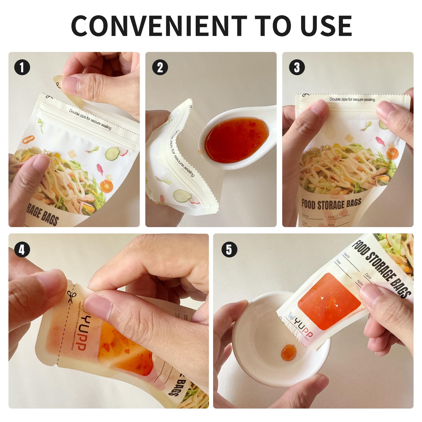 48 Pack Salad Dressing Container to Go, 3.5oz Small Disposable Food Storage Bag, Yogurt Applesauce Pouch, Snack Sauce Condiment Container, Nut Fruit Puree Storage Zipper Pouch for Lunch Boxes Picnics