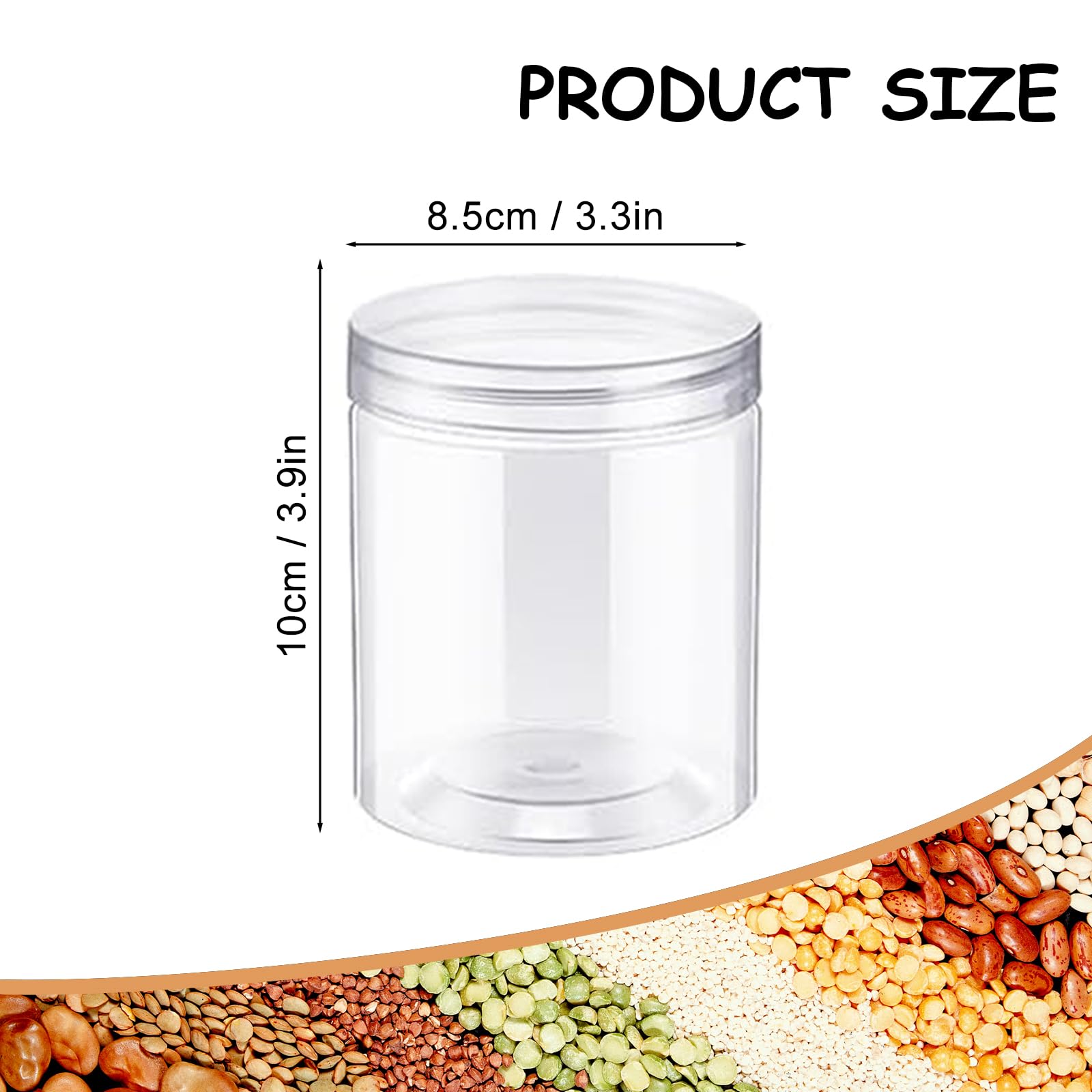 12 Pcs 16 oz Clear Plastic Jars with Ribbed Lids Wide Mouth Food Plastic Jars Airtight Paint Storage Containers for Beauty Products,Kitchen & Household Storage (Clear Lids)