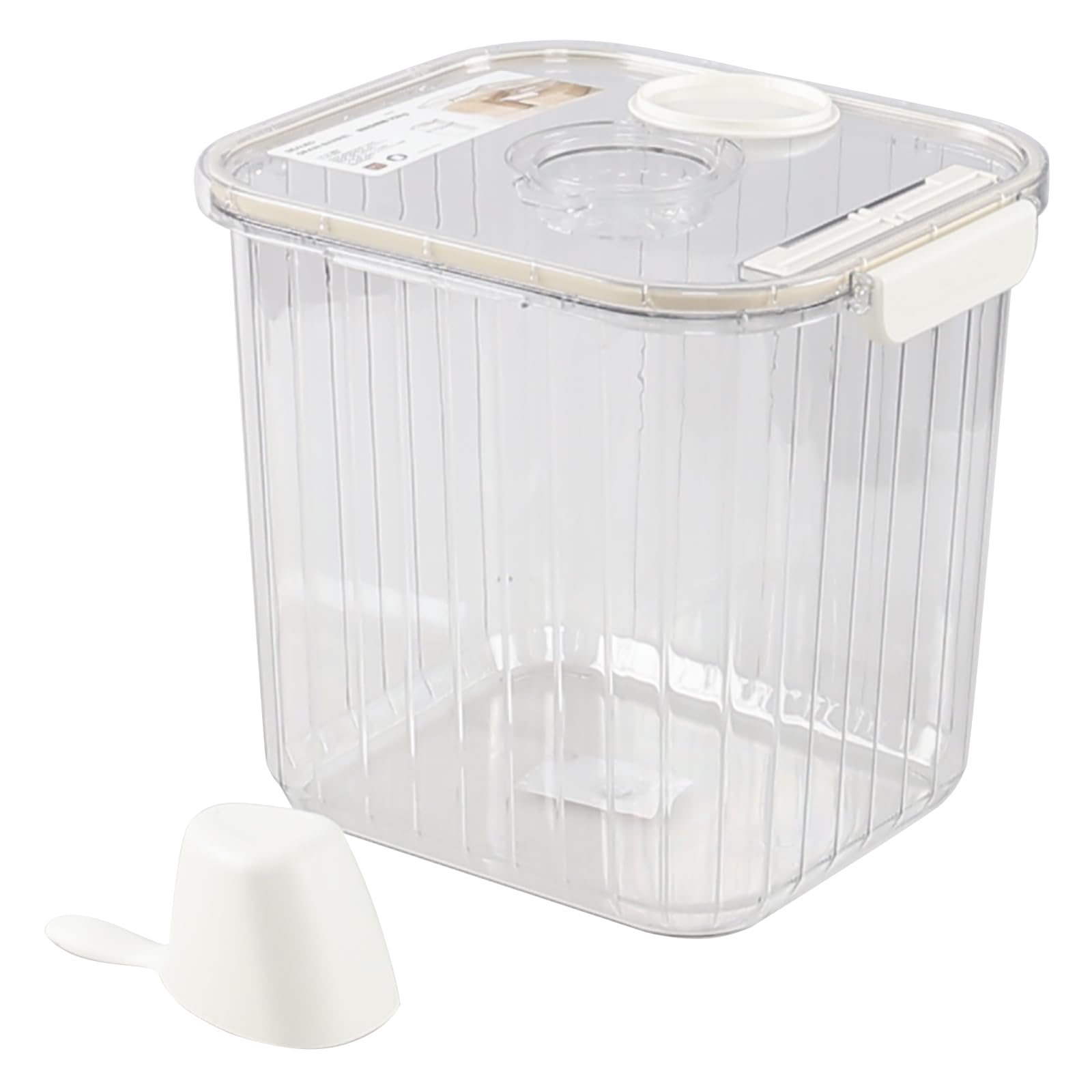 Eagrye 22 Lbs Large Rice Storage Container with Measuring Cup, Clear Pets Food Bin with Seal Locking Lid, Dry Food Flour Bin for Rice, Flour, Pet Food, Baking Supplies