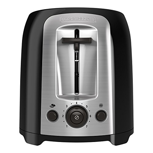 BLACK+DECKER 2-Slice Extra Wide Slot Toaster, Classic Oval, Black with Stainless Steel Accents, TR1278B