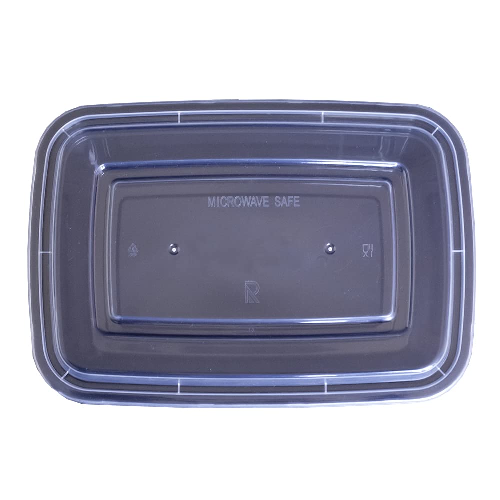 Generic 38 OZ Rectangular Plastic Container With Lid Combo Pack - 24 Sets, Black, LH-C38