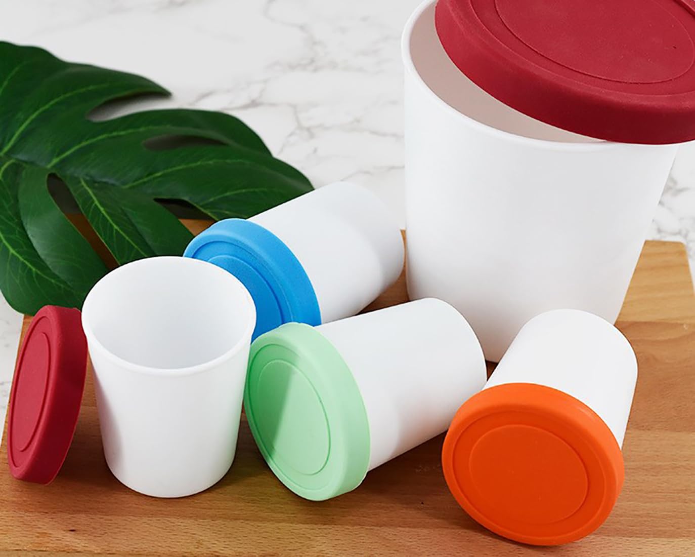 Alunsito 4 Pack Ice Cream Containers for Homemade Ice Cream Leak-Free Ice Cream Tubs with Lids Reusable Ice Cream Storage Cases for Freezer