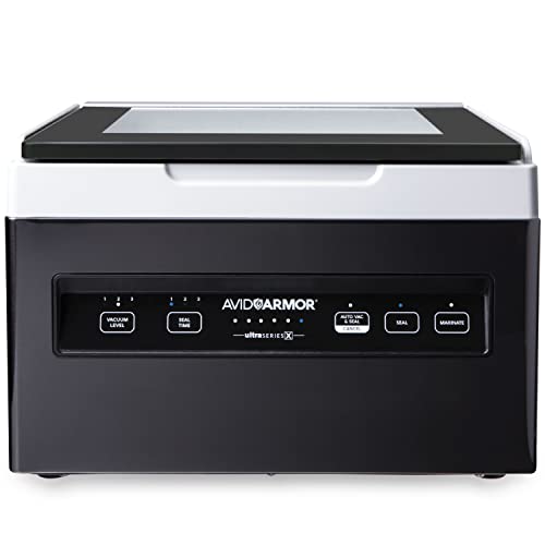 Avid Armor Chamber Vacuum Sealer USVX Ultra Series, Automatic Press and Go Vacuum and Seal Settings, Kitchen Friendly Black Color, Perfect for Liquid-Rich Foods, Meats, Fish, Pickling, Infusions