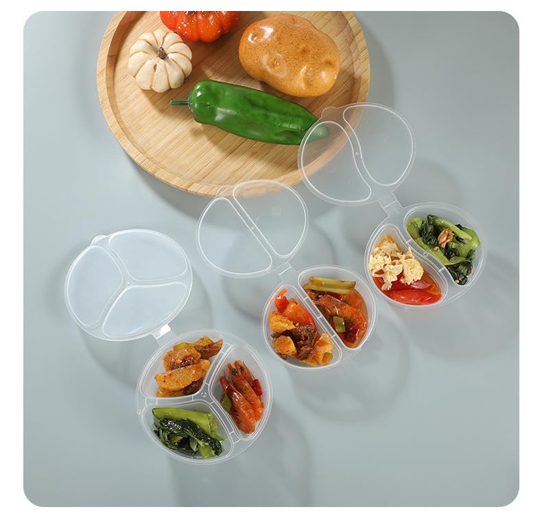 30PCs Double Compartment Condiment Container,Double Condiment Containers With Lids,Double Compartment Condiment Containers 2 Compartment Condiment Salad Containers Travel (30 double grids-100ml)