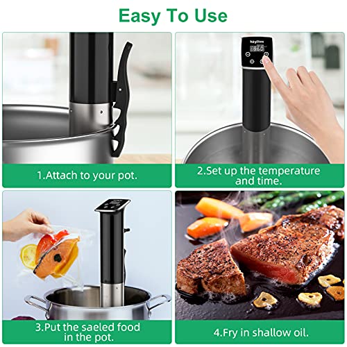 Keylitos Sous Vide Cooker Machine 1100W, IPX7 Waterproof Sous Vide Precision Cooker, Ultra-quiet Fast-Heating Immersion Circulator Precise Cooker with Accurate Temperature and Timer Control