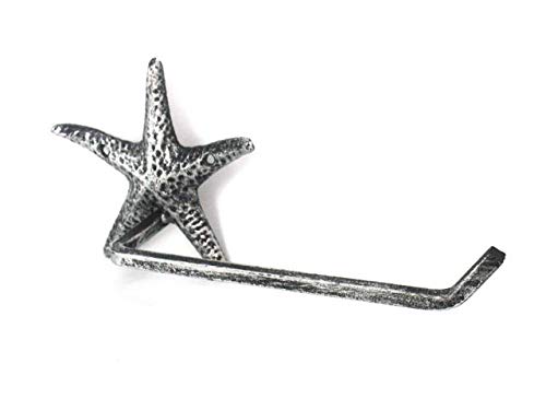 Antique Silver Cast Iron Starfish Hand Towel Holder 10"
