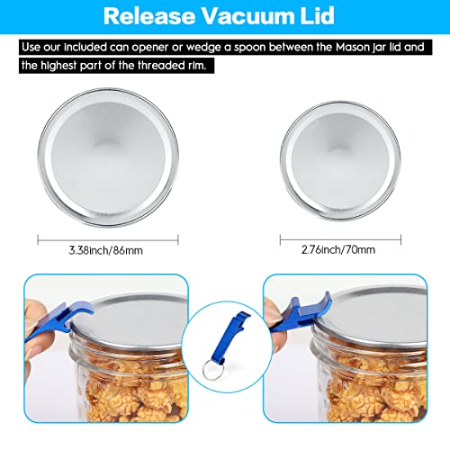 Jar Sealer and Accessory Hose Kit, 18Pcs Jar Sealing Kit for Regular and Wide Mouth Jars Compatible with FoodSaver Suction Port Vacuum Nozzle 5.5mm to 6mm(with Manual Portable Vacuum Pump)