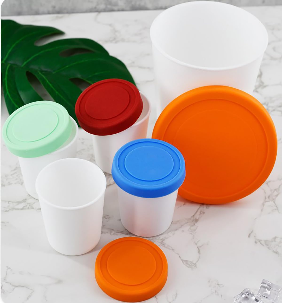Alunsito 4 Pack Ice Cream Containers for Homemade Ice Cream Leak-Free Ice Cream Tubs with Lids Reusable Ice Cream Storage Cases for Freezer