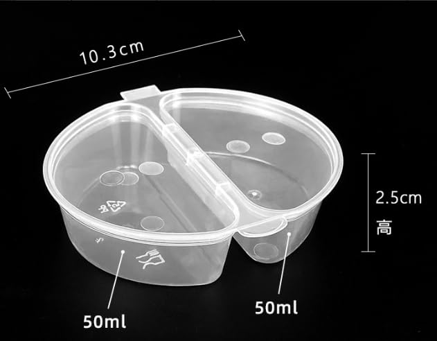 30PCs Double Compartment Condiment Container,Double Condiment Containers With Lids,Double Compartment Condiment Containers 2 Compartment Condiment Salad Containers Travel (30 double grids-100ml)
