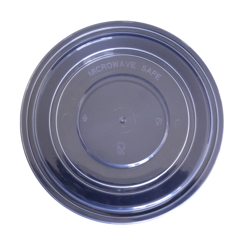 Generic 24 OZ Round Plastic Container With Lid Combo Pack - 24 Sets, Black, LH-Y24