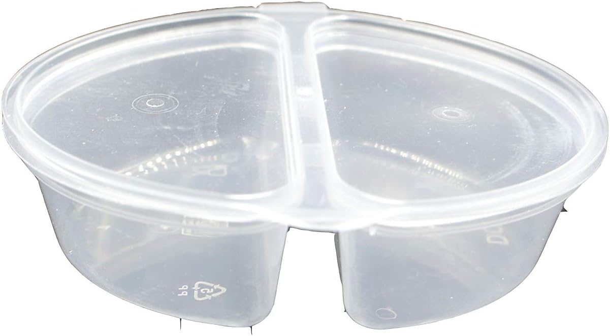 30PCs Double Compartment Condiment Container,Double Condiment Containers With Lids,Double Compartment Condiment Containers 2 Compartment Condiment Salad Containers Travel (30 double grids-100ml)