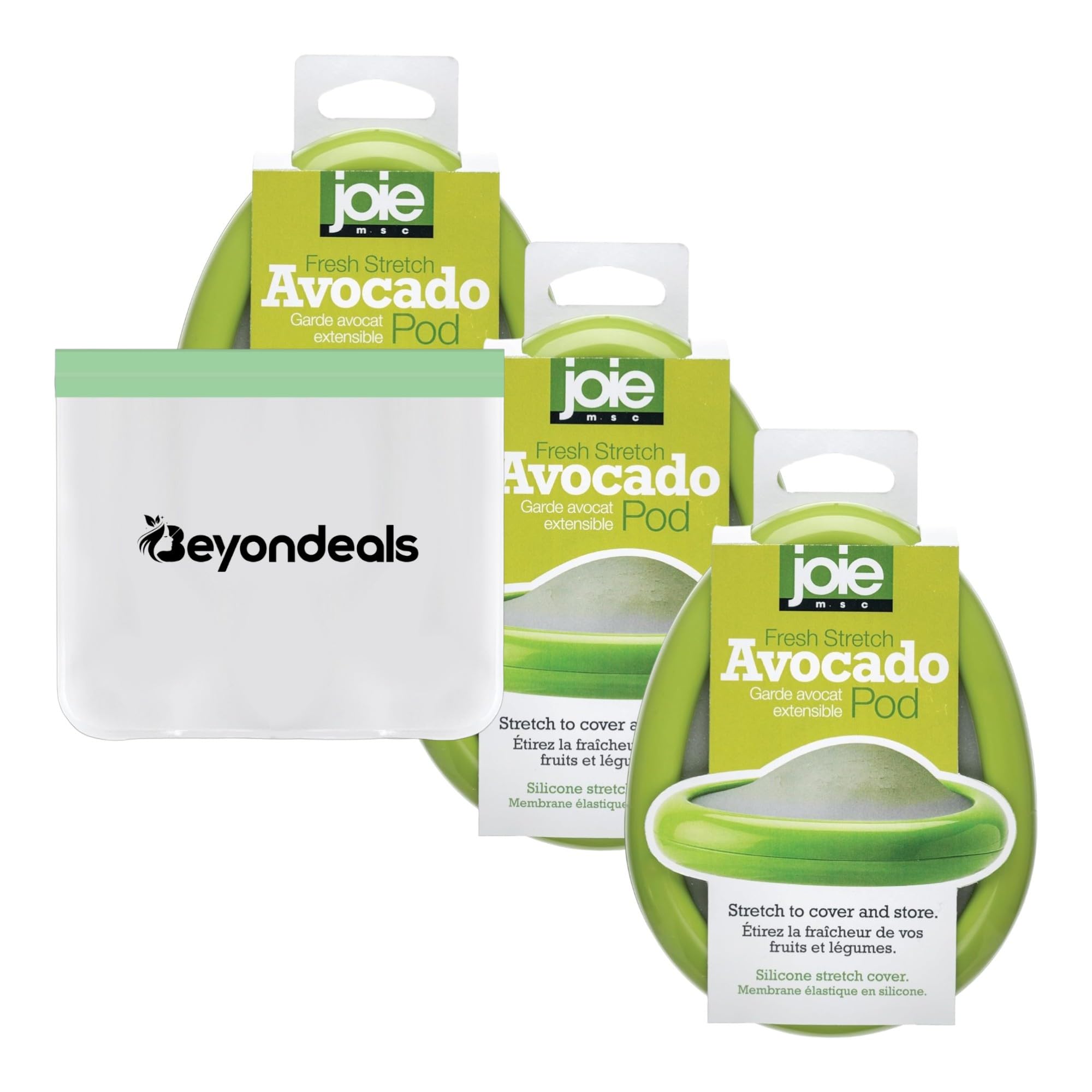 Avocado Pod, Flexible Bpa-Free Silicone, Keeps Avocado Fresh, Reusable Food Storage Bag, Fresh Stretch Pod -Size Stretch Design, Dishwasher Safe, Green, [Pack Of 3]