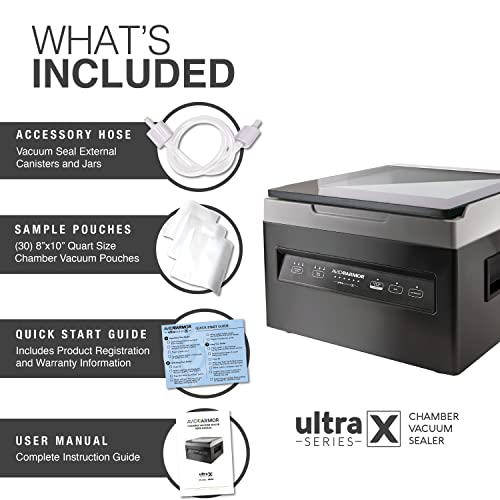 Avid Armor Chamber Vacuum Sealer USVX Ultra Series, Automatic Press and Go Vacuum and Seal Settings, Kitchen Friendly Black Color, Perfect for Liquid-Rich Foods, Meats, Fish, Pickling, Infusions