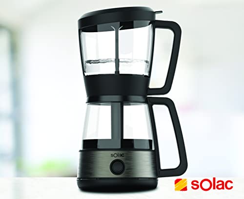 Solac SIPHON BREWER 3-in-1 Vacuum Coffee Maker, Tea Brewer & Water Boiler, Brushed Stainless Steel and Black, 30 oz