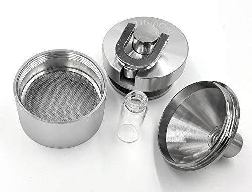 Coarse to Fine Spice Grinder Hand Mill Funnel - Ultra fine - Large Metal 3 Piece 2.12 inch with Storage Bottle - Silver Color