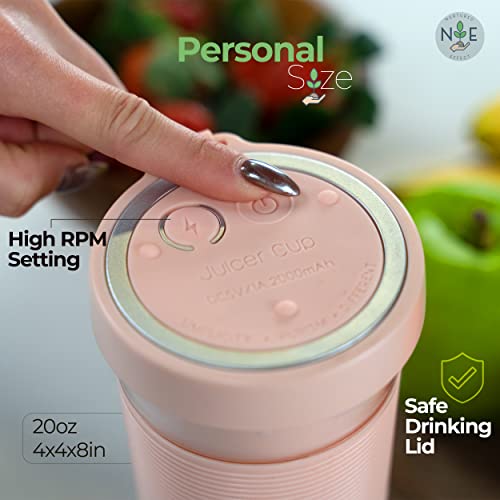 Nurtured Effect Portable Blender for Shakes and Smoothies, Personal Blender Cup, Fresh Juice Blender Bottle, Travel Blender made with BPA-Free Materials, USB Rechargeable, Mini Blender for Juice or Smoothies, Smoothie Maker