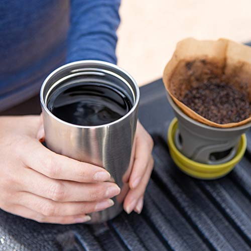 WACACO Cuppamoka Pour-Over Coffee Maker, Portable Drip Coffee Maker with 10 Cone Paper Filters, Manually Operated, Stainless Steel Coffee Brewer, 10 fl oz