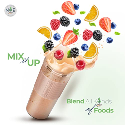 Nurtured Effect Portable Blender for Shakes and Smoothies, Personal Blender Cup, Fresh Juice Blender Bottle, Travel Blender made with BPA-Free Materials, USB Rechargeable, Mini Blender for Juice or Smoothies, Smoothie Maker