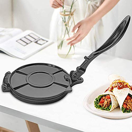 BONROB Cast Iron 7.5 Inch, Tortilla Maker, Press, Pataconera Seasoned for Corn, Flour or Gluten-Free Doughs, Black USA
